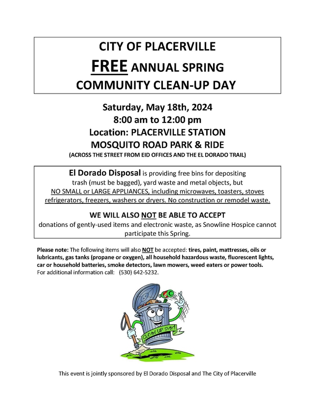 City of Placerville California - Community Clean Up Day